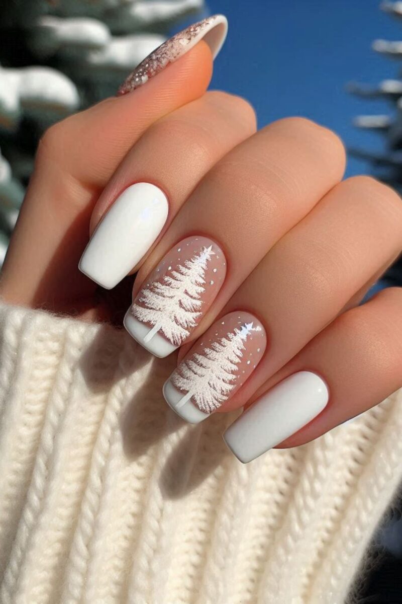 73 White Christmas Nail Ideas to Try This Winter