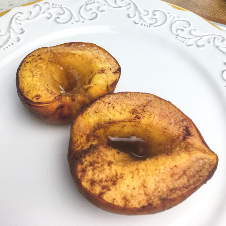 Baked Peaches with Balsamic and Maple Whipped Cream